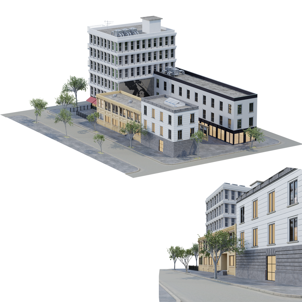 Modular City Block and Buildings | Architecture models | BlenderKit