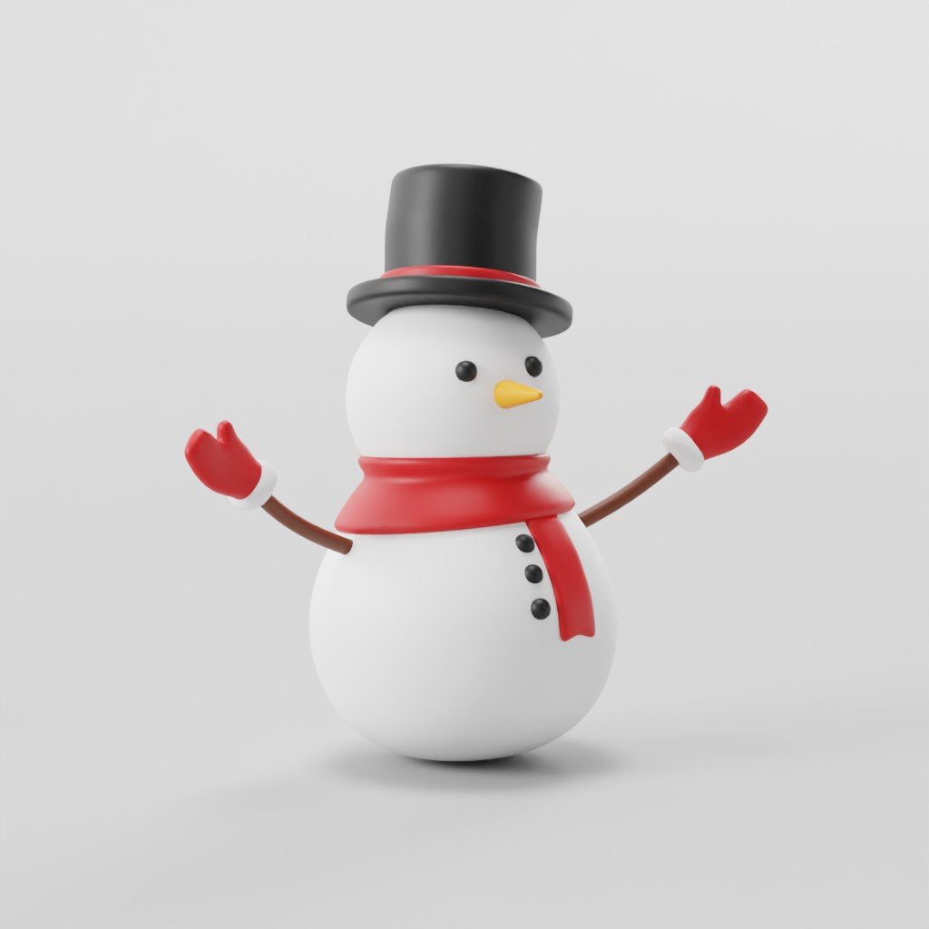 BlenderKit | Download the FREE Snowman 3d illustration model