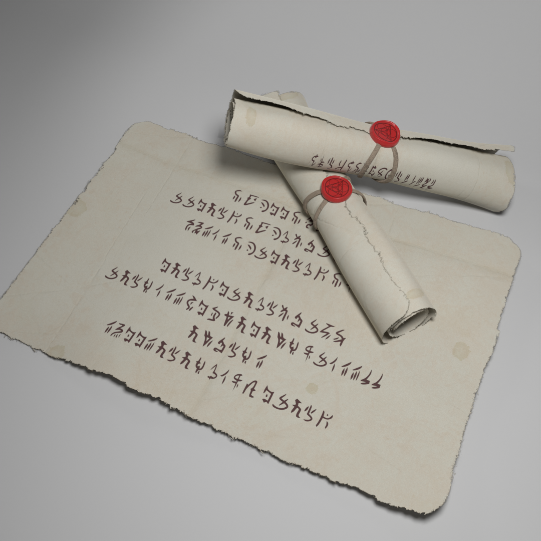 Antique Worn Paper Scroll With Wax | Stationeries models | BlenderKit