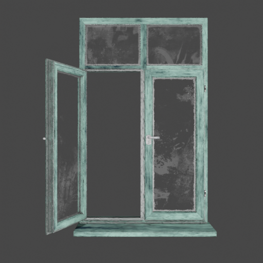 Green painted Wooden window | Windows models | BlenderKit