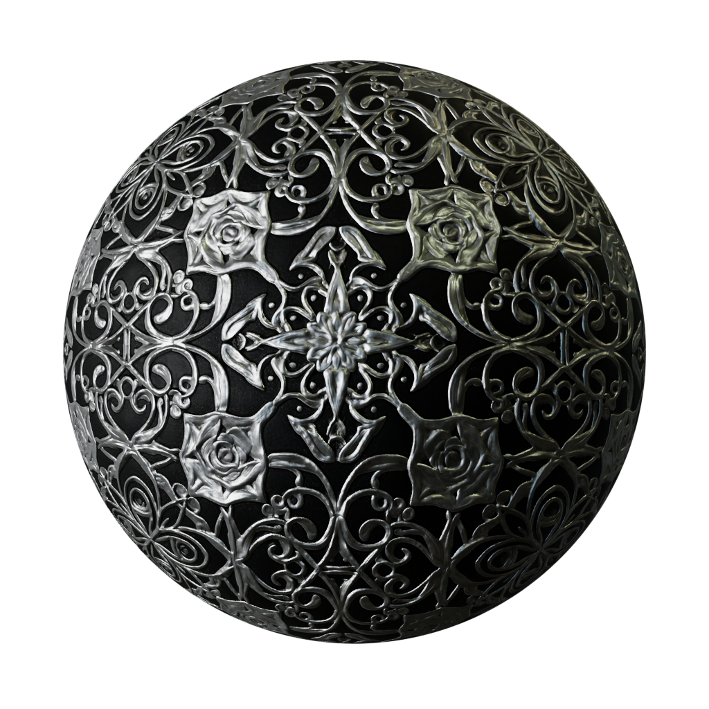 Ornamental Filigree Silver | FREE metal materials | BlenderKit