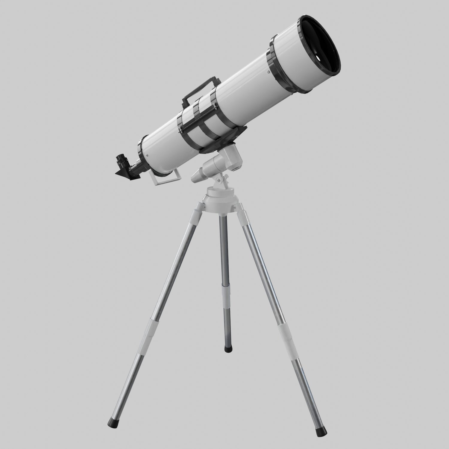 Cartoon white telescope with Rig | Lab Equipment models | BlenderKit