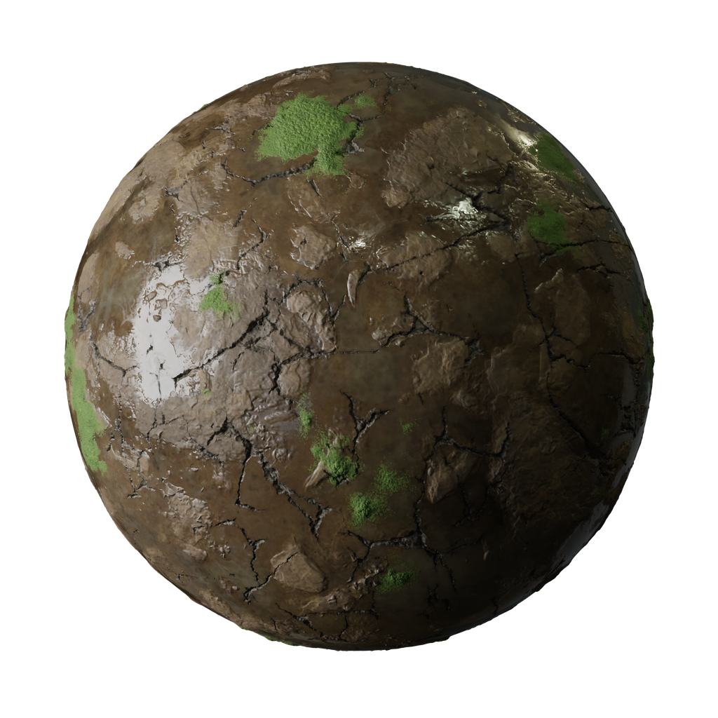 Muddy Ground with wet moss | FREE ground materials | BlenderKit