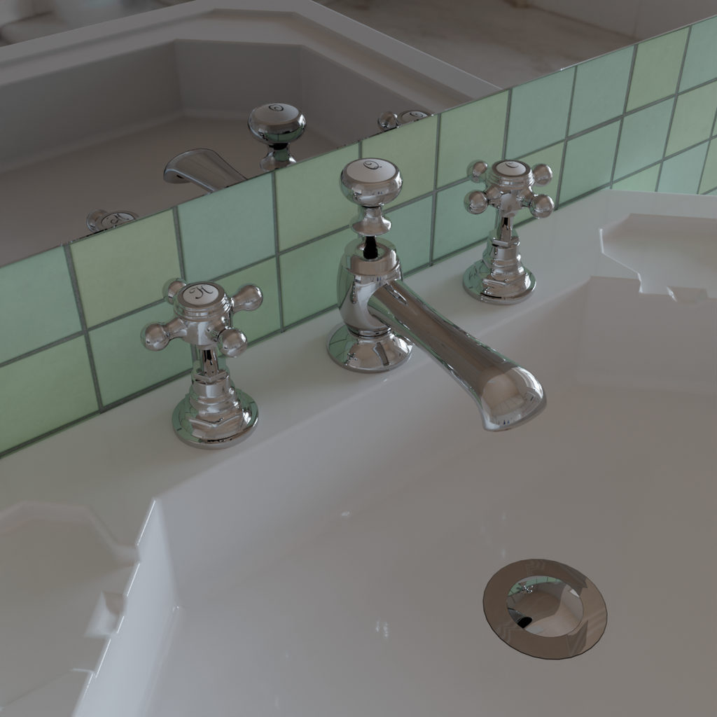 Classic 3-hole mixer | Bathroom Faucets models | BlenderKit
