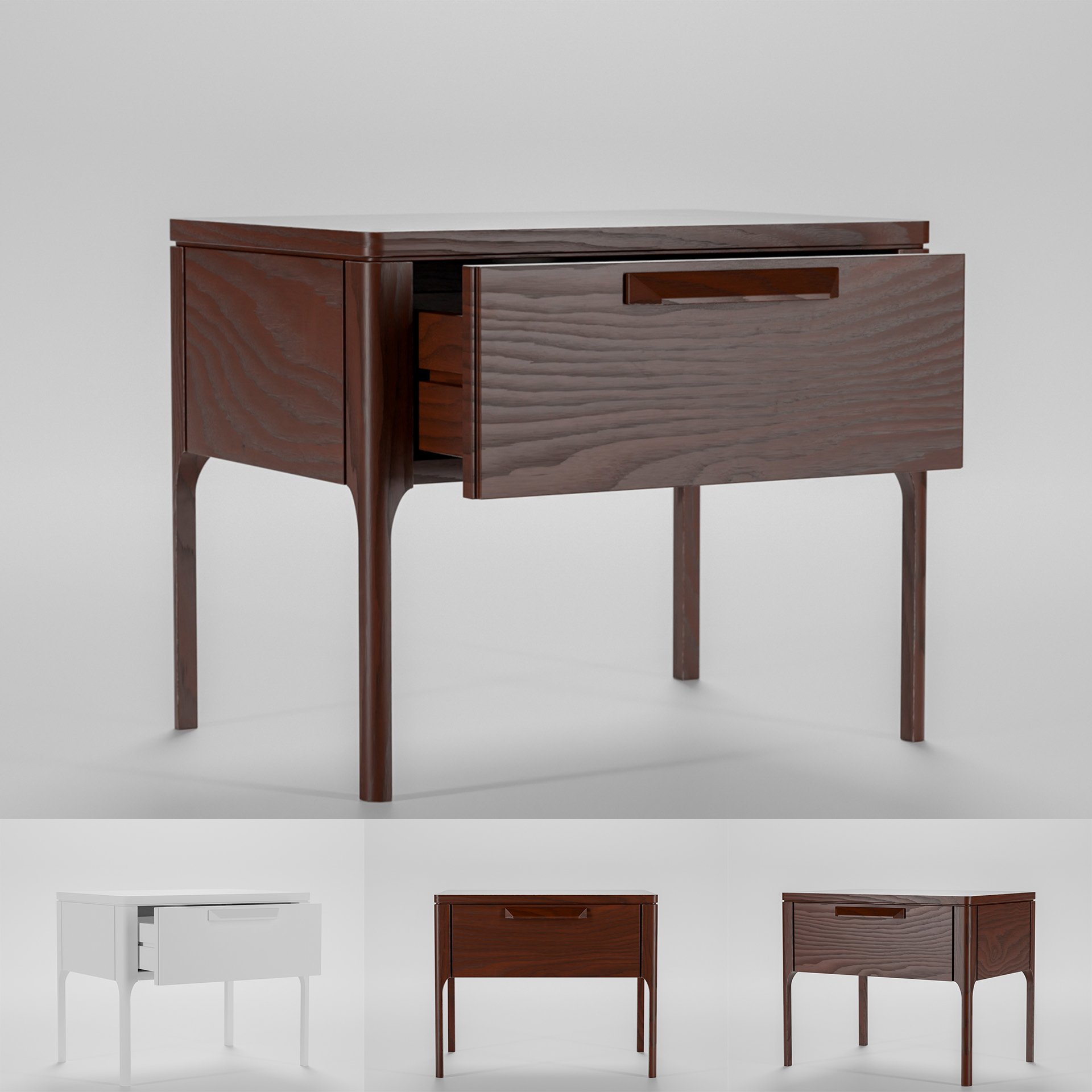 Dark brown wood bedside table | Sideboard & Drawers models | BlenderKit