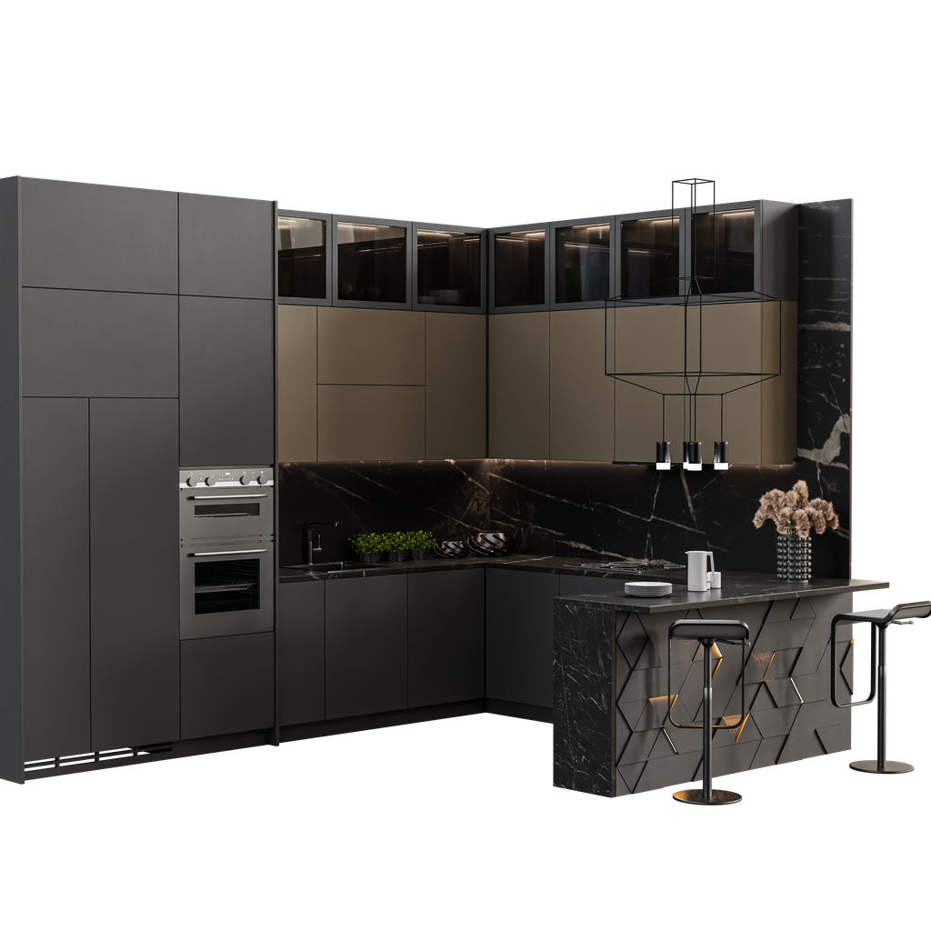 Kitchen black set | Kitchen Sets models | BlenderKit