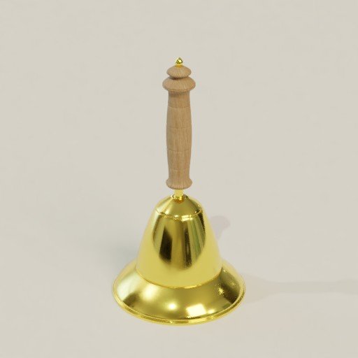 Brass School Bell with Wood Handle | 3D Holiday Decoration models ...