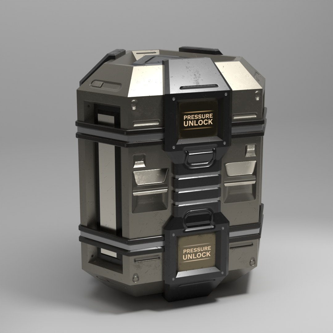 Scifi Hexagon Loot Crate Metallic Box | Containers models | BlenderKit