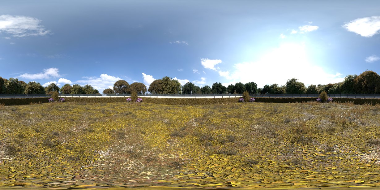 Garden Fall Backdrop Day with Fence | FREE Nature HDRis | BlenderKit