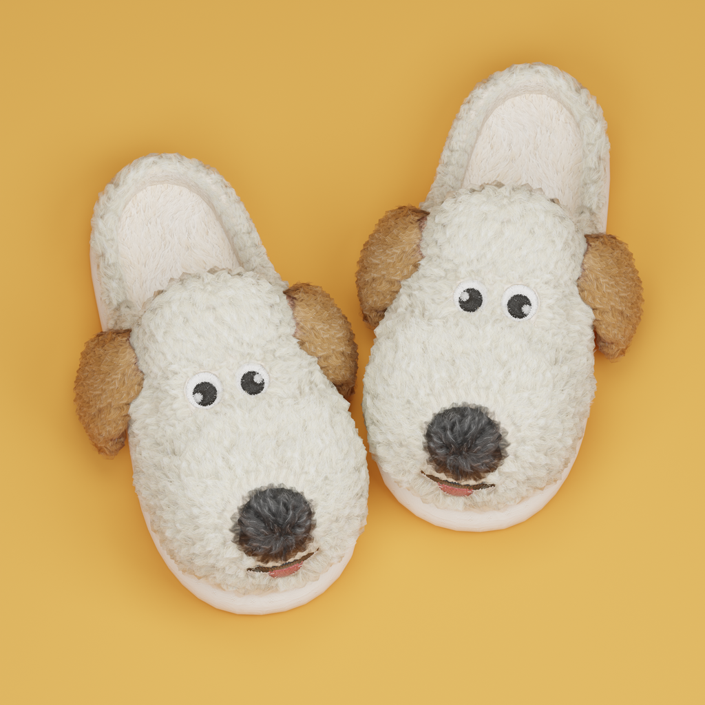 Fluffy Dog Slippers | Footwear models | BlenderKit
