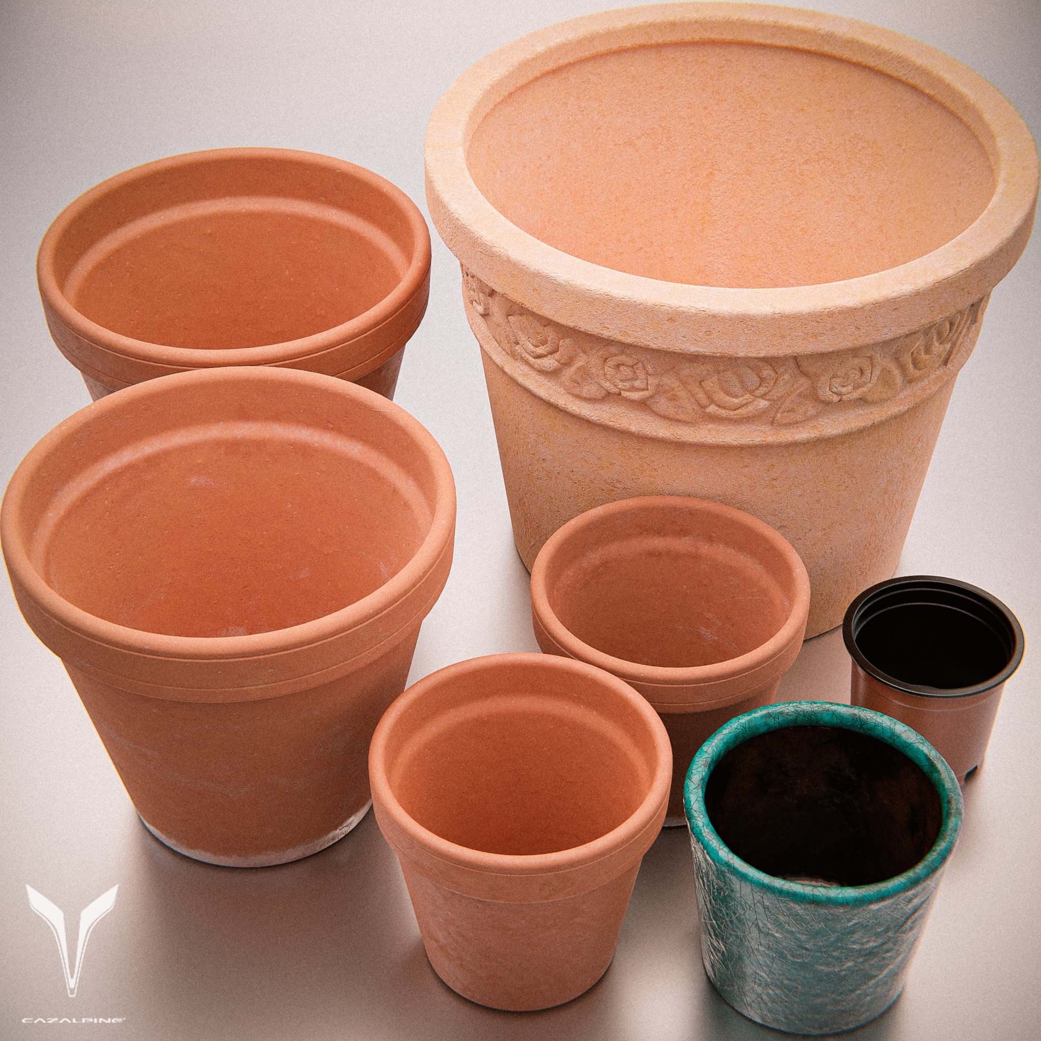 Terracotta pots set | FREE Decoration Sets models | BlenderKit