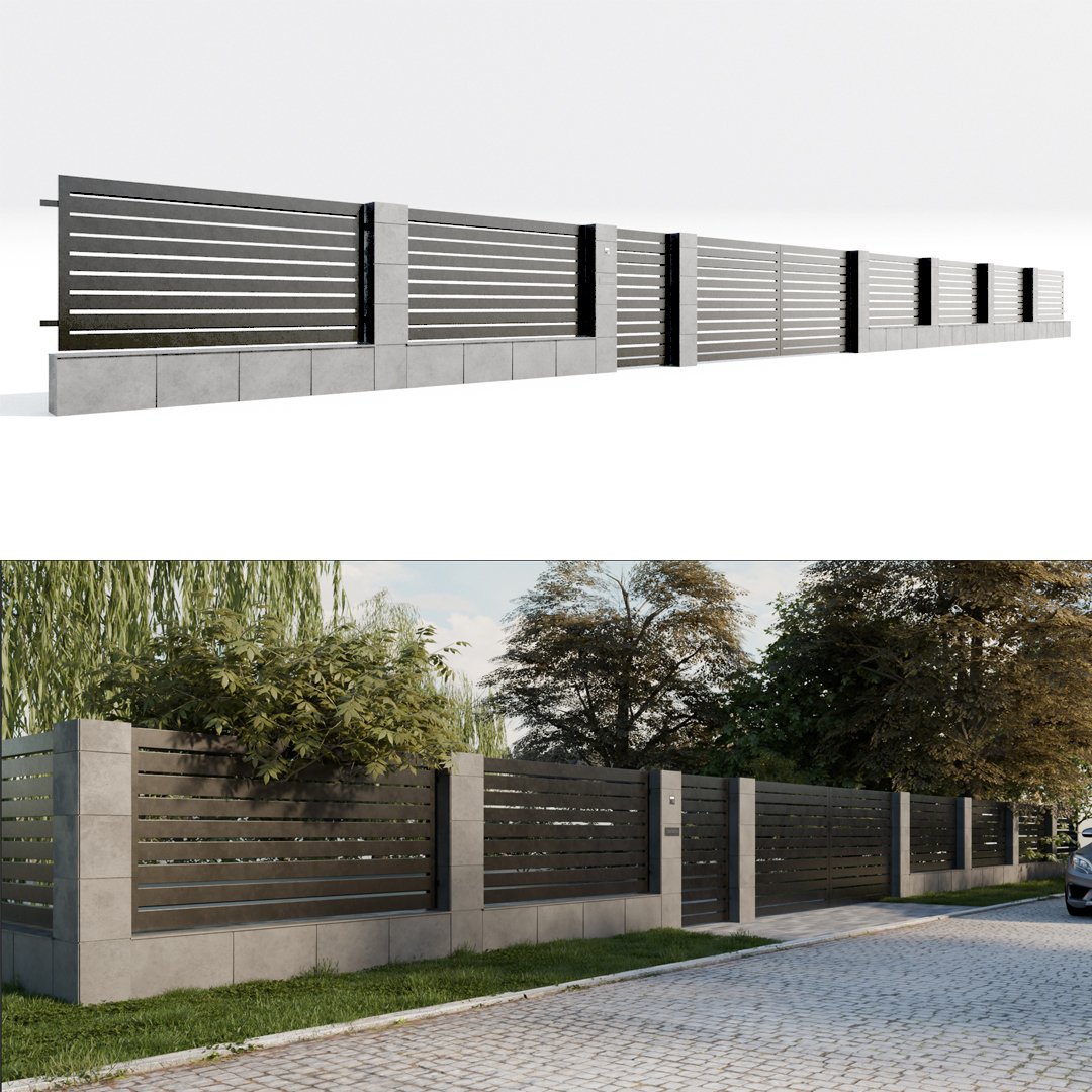 Fence witch wicket and gate AD | Fences models | BlenderKit