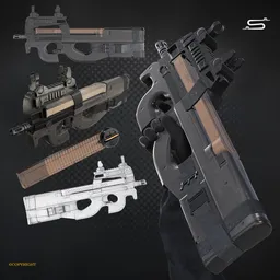 FN P90 Gun - Animated | Modern Weapons models | BlenderKit