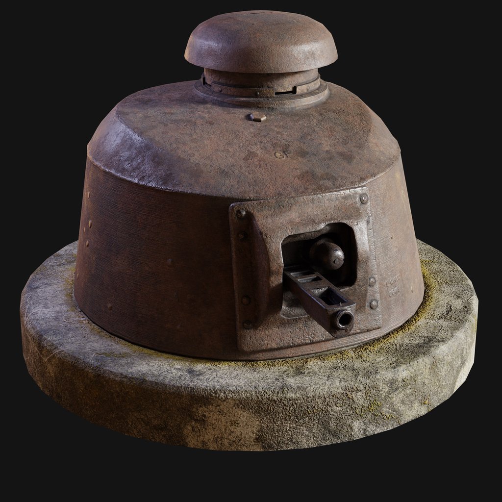 BlenderKit | Download the FT-17 Buried Tank Turret Rusty model