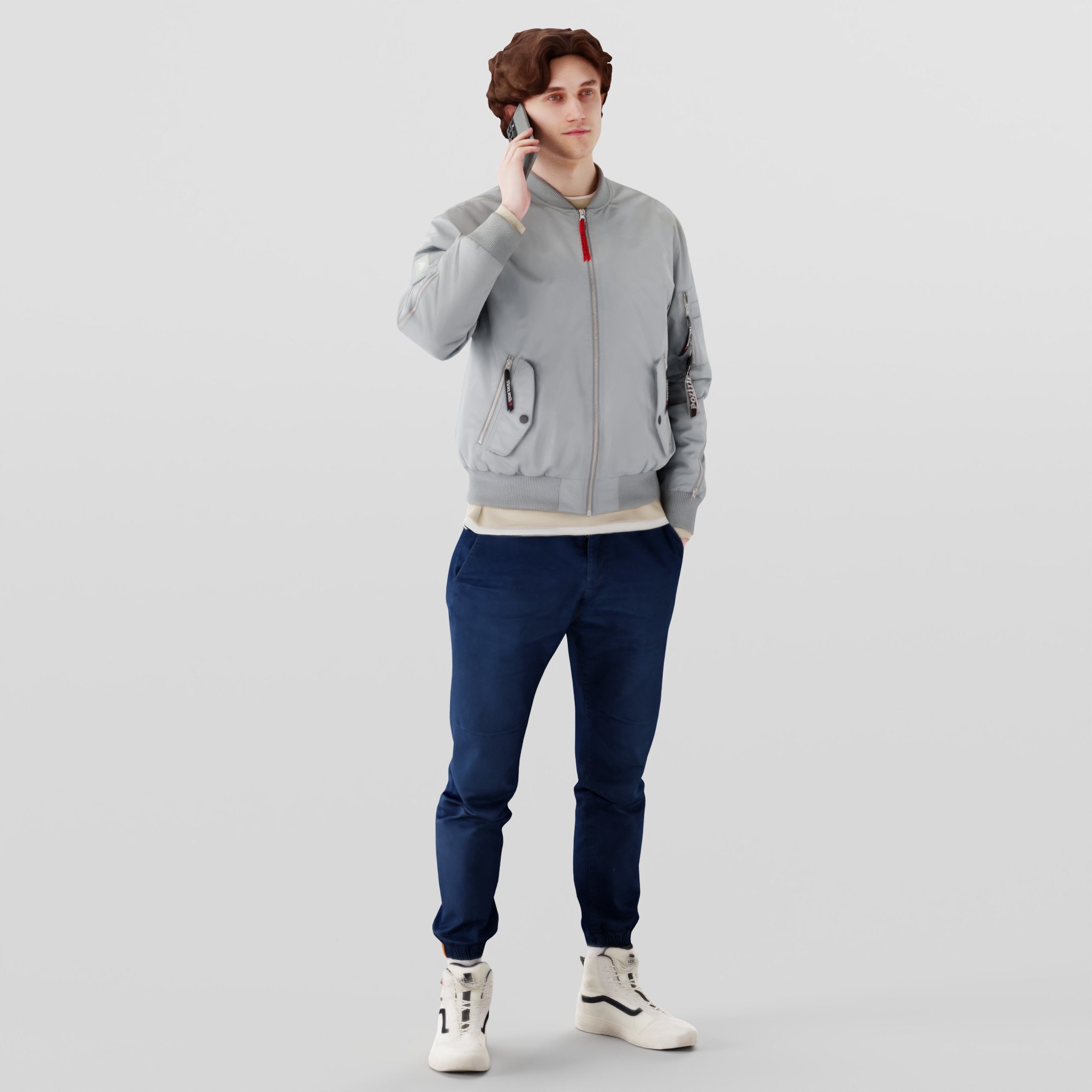 Young Tall Guy Talking by Phone | Men models | BlenderKit