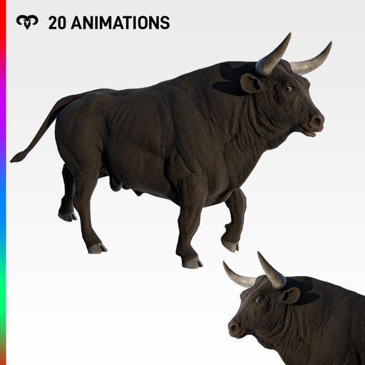 Bull Black With Animations | Mammals models | BlenderKit