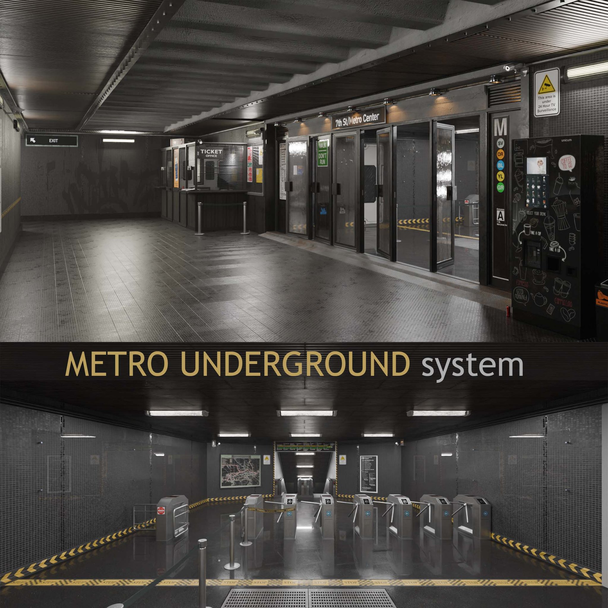 Metro UNDERGROUND | Public scenes | BlenderKit