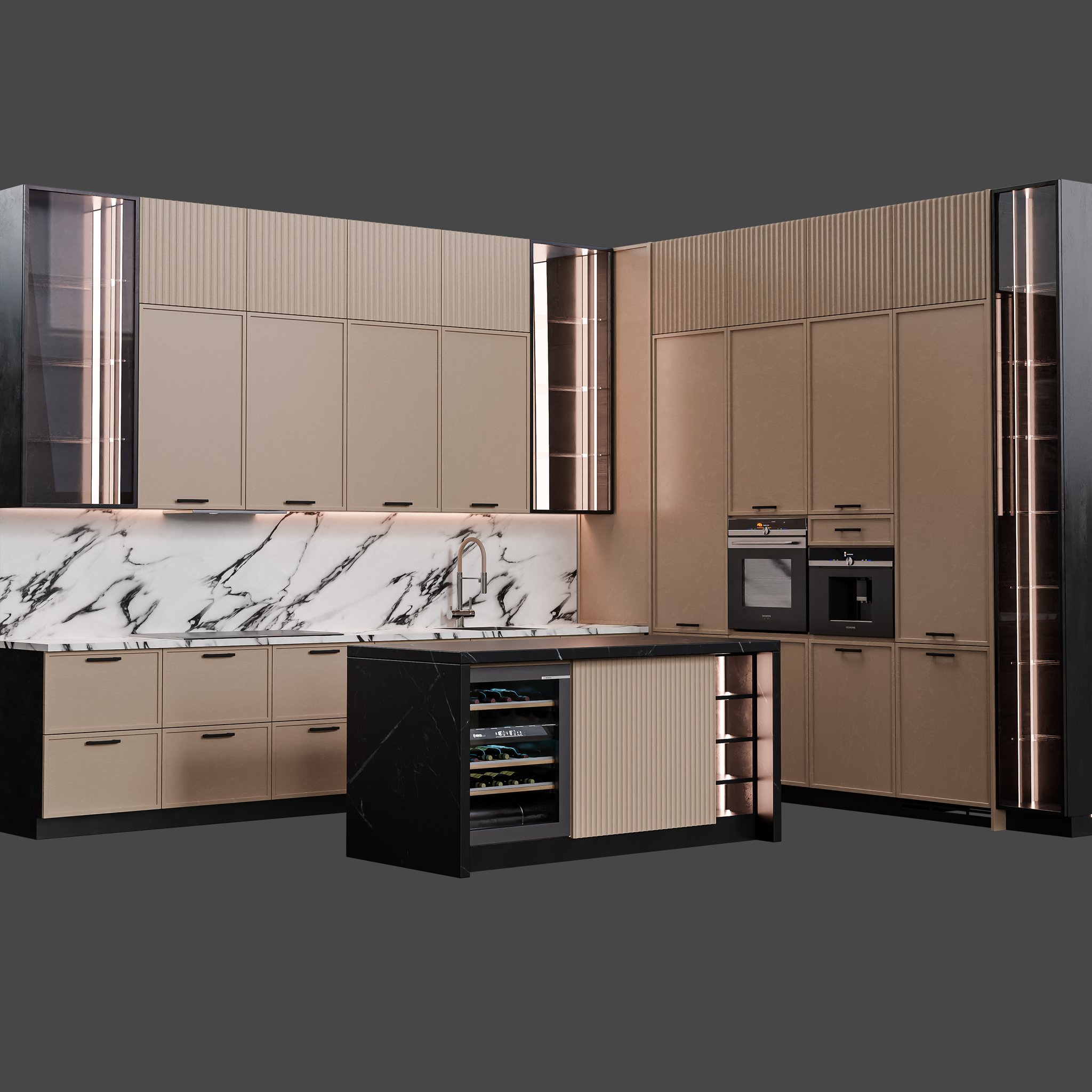 Kitchen modern B | Kitchen Sets models | BlenderKit