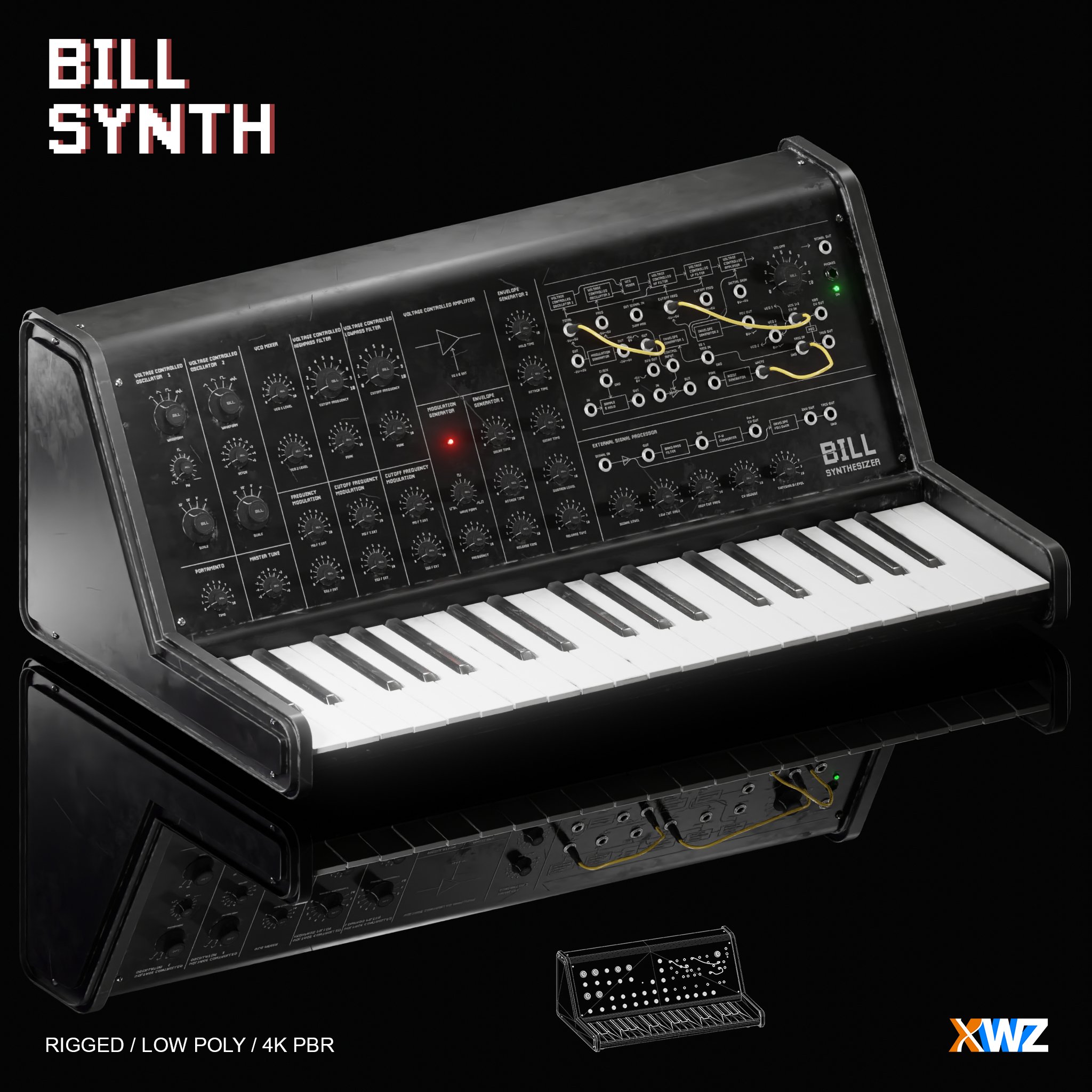 Rigged Synthesizer Keys/Modular | Audio Devices models | BlenderKit