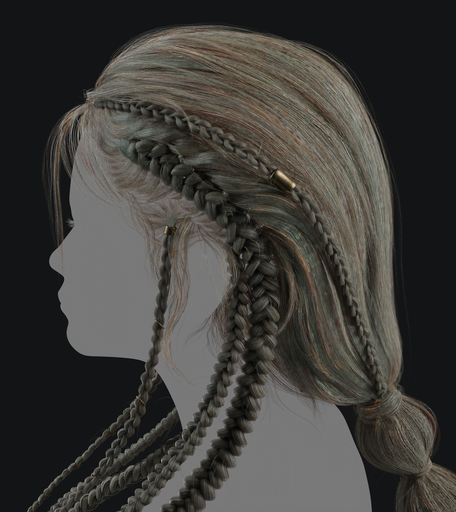 Human Hair style braids gameready pbr | Human Heads models | BlenderKit