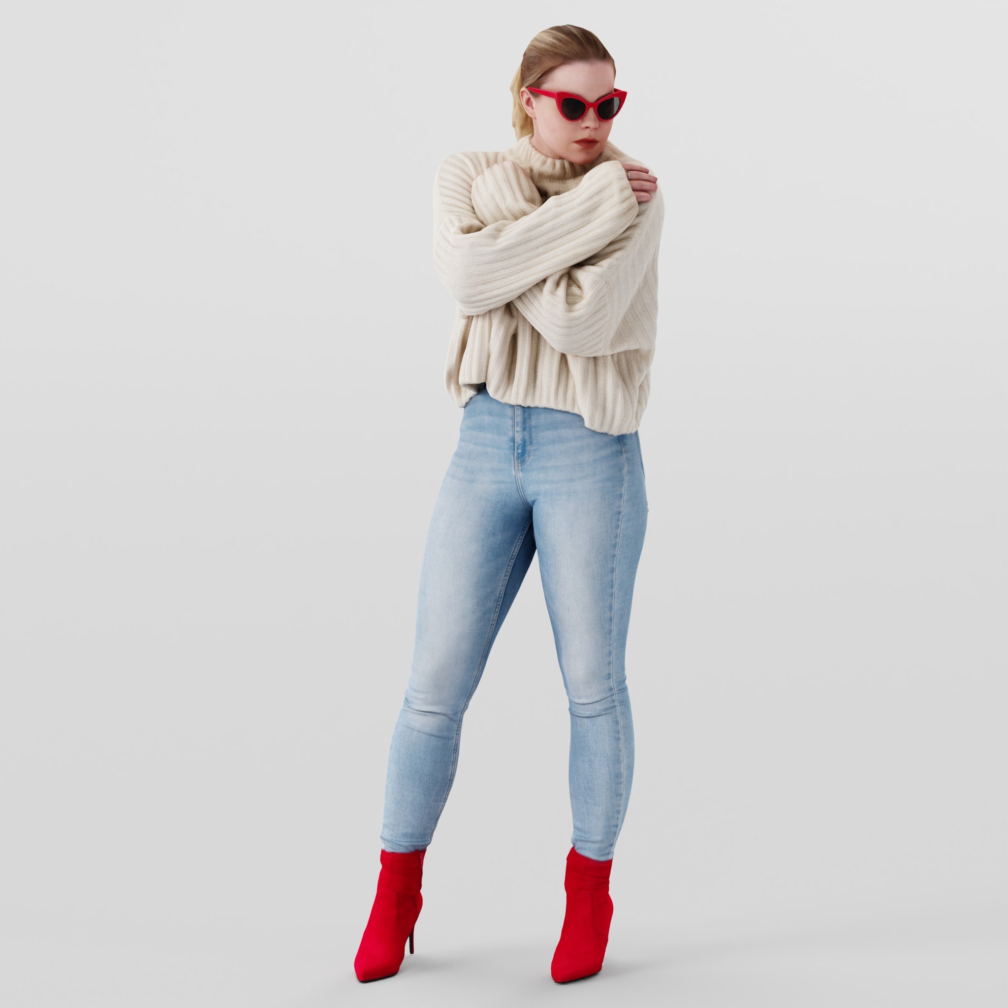 Chilly Days Vibrant Chic Standing Girl | Women models | BlenderKit