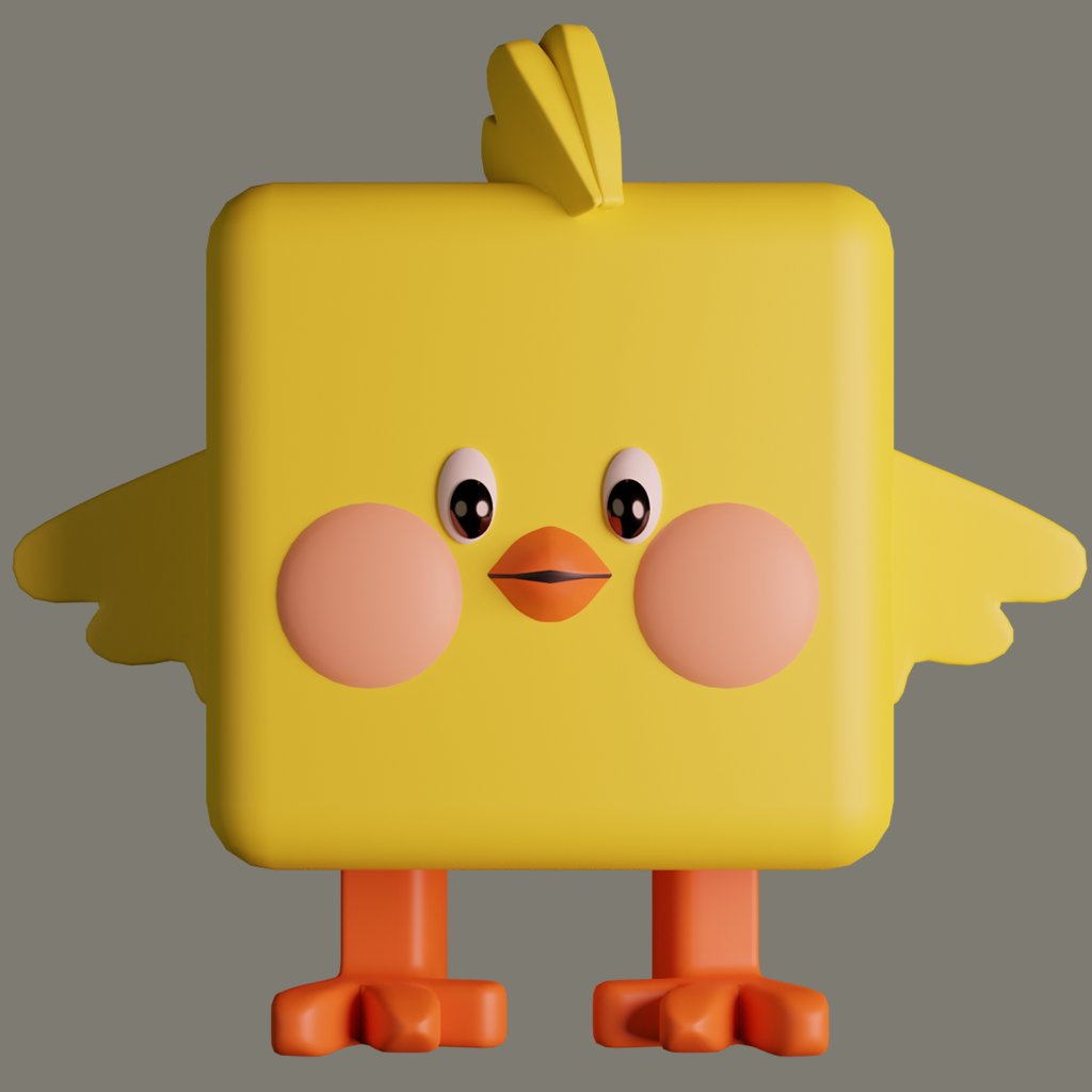 Yellow Chick Cube | Birds models | BlenderKit