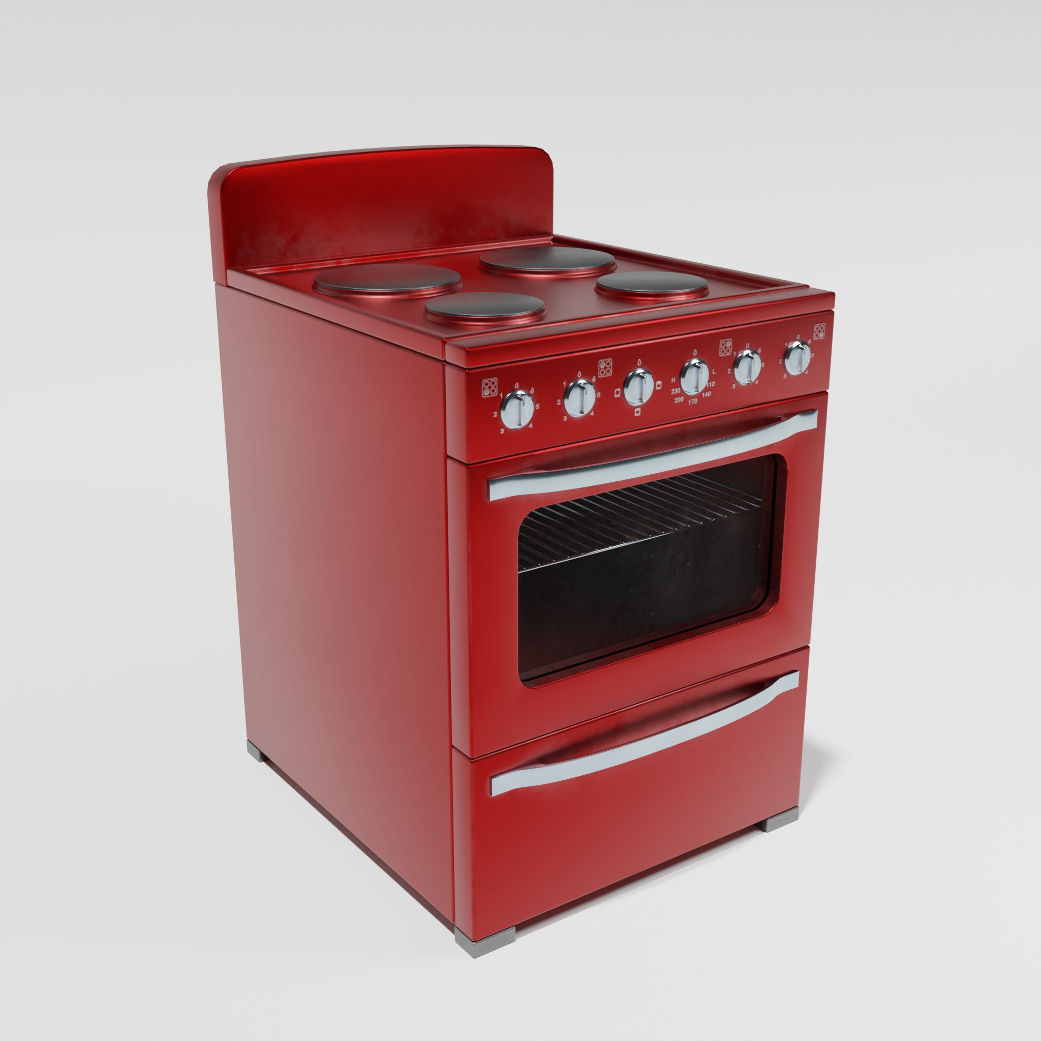 Stove Red | Kitchen Appliances models | BlenderKit