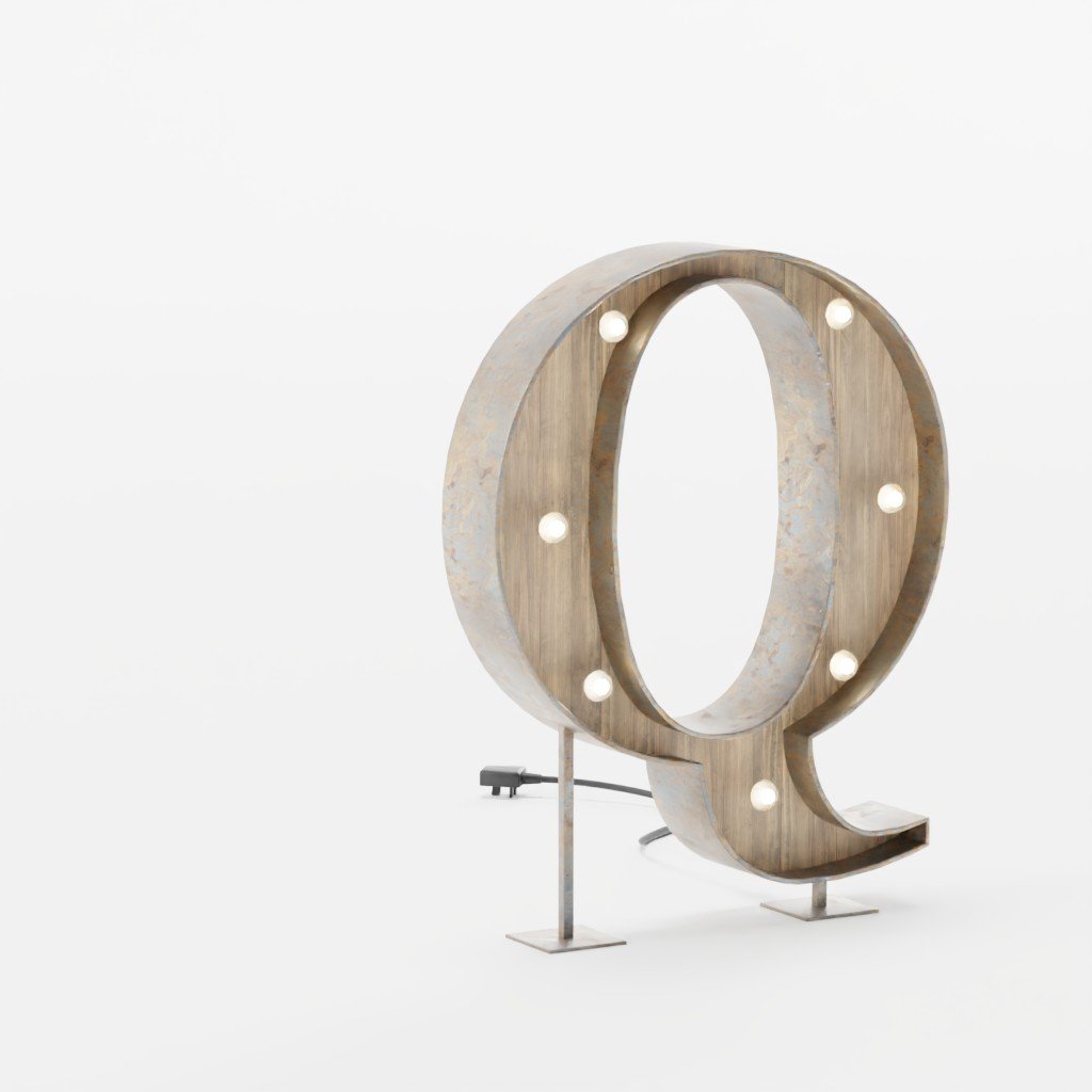 Vintage Marquee Carnival Light Q | 3D Floor Lamp models | BlenderKit