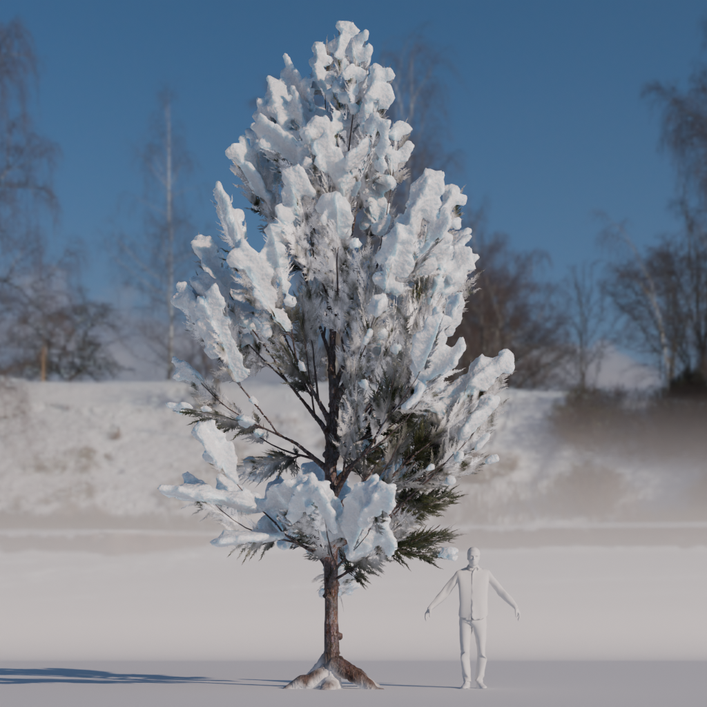 Snow Pine Low Poly | Trees models | BlenderKit