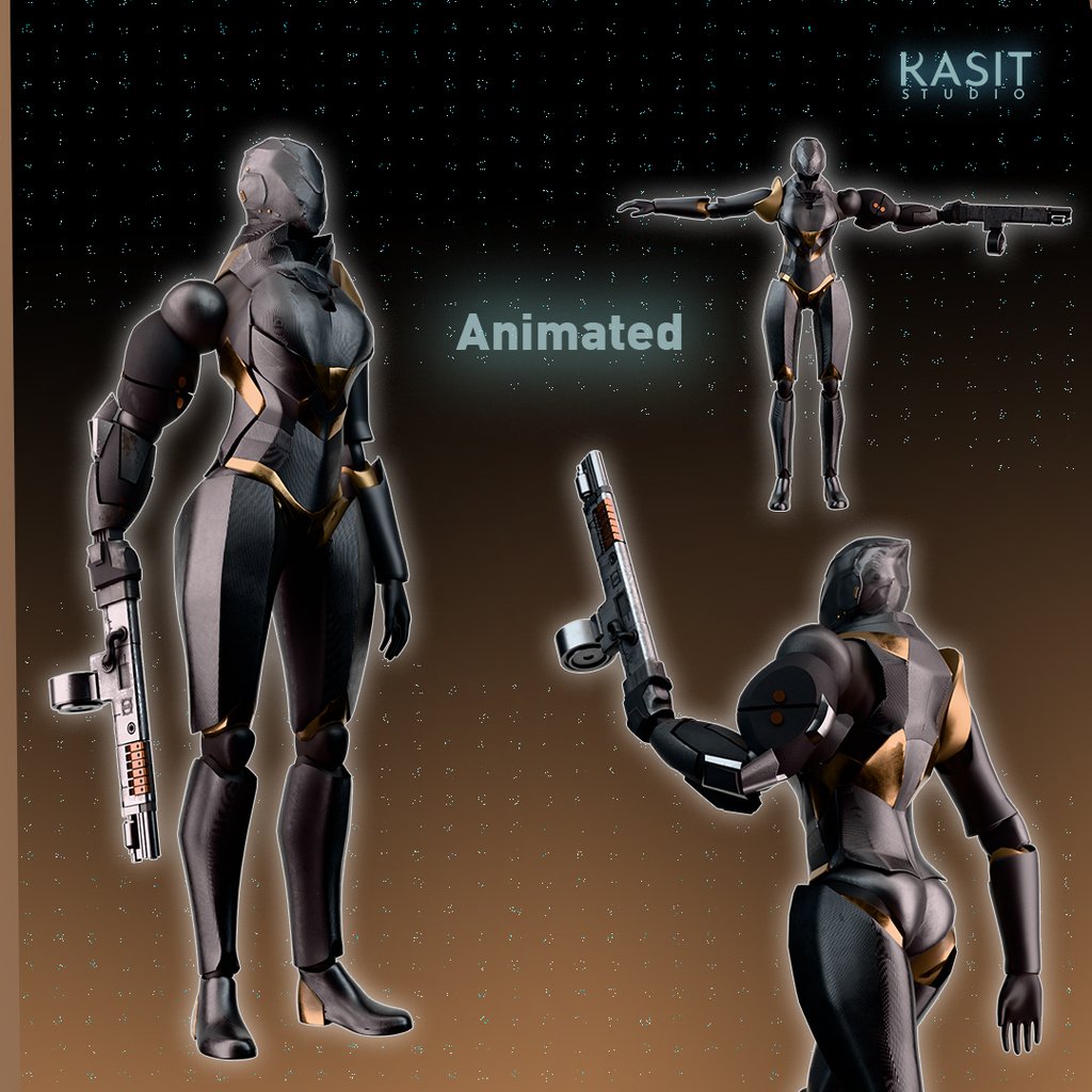 Girl EXO Armor + Arm V2 - V5 | Robots Characters models | BlenderKit