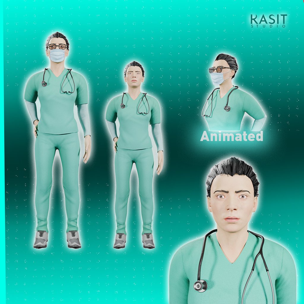 A Nurse Animated Rigged | Women models | BlenderKit