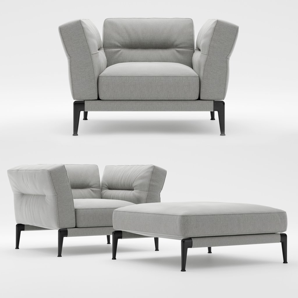 Flexform Adda Armchair and Ottoman | Armchairs models | BlenderKit