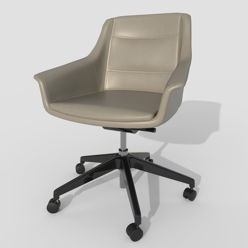 Offcie Chair Biege Leather | Desk Chairs models | BlenderKit