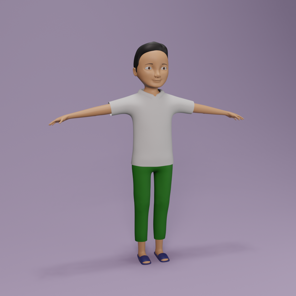 Myanmar-student low poly Character | FREE Characters models | BlenderKit