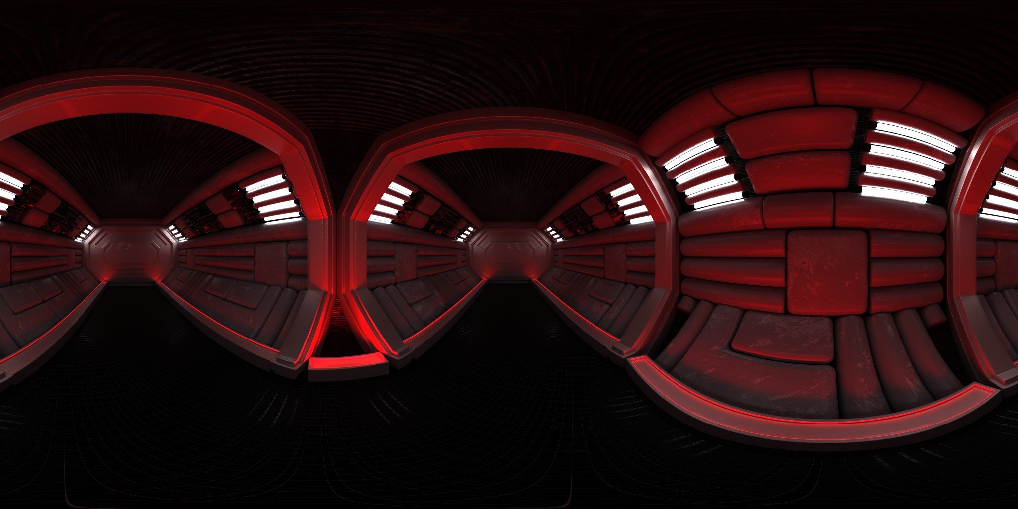 Red alert spaceship corridor | Residential HDRis | BlenderKit