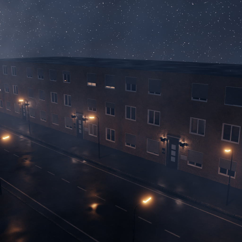 Street with building (night) | Urban scenes | BlenderKit