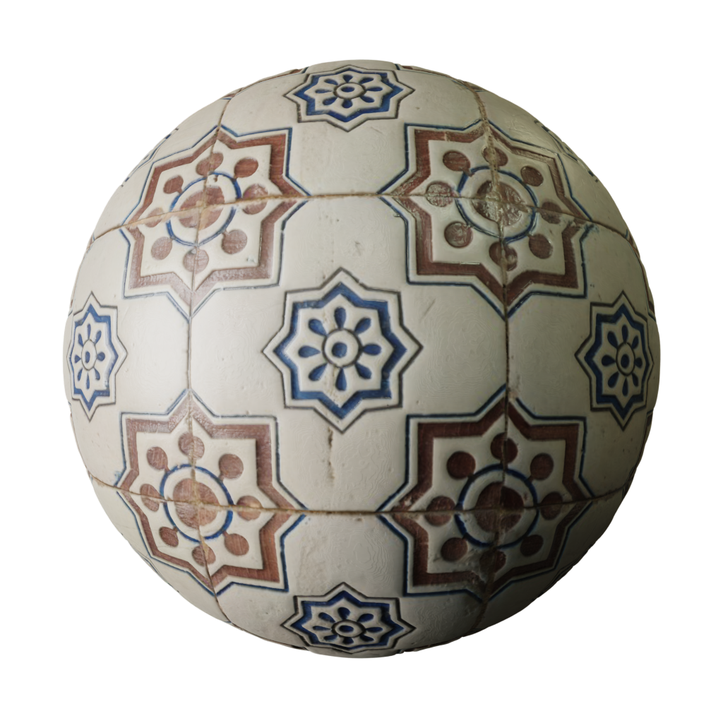 Rustic Hand-Painted Ceramic Tile 01 | FREE tiles materials | BlenderKit