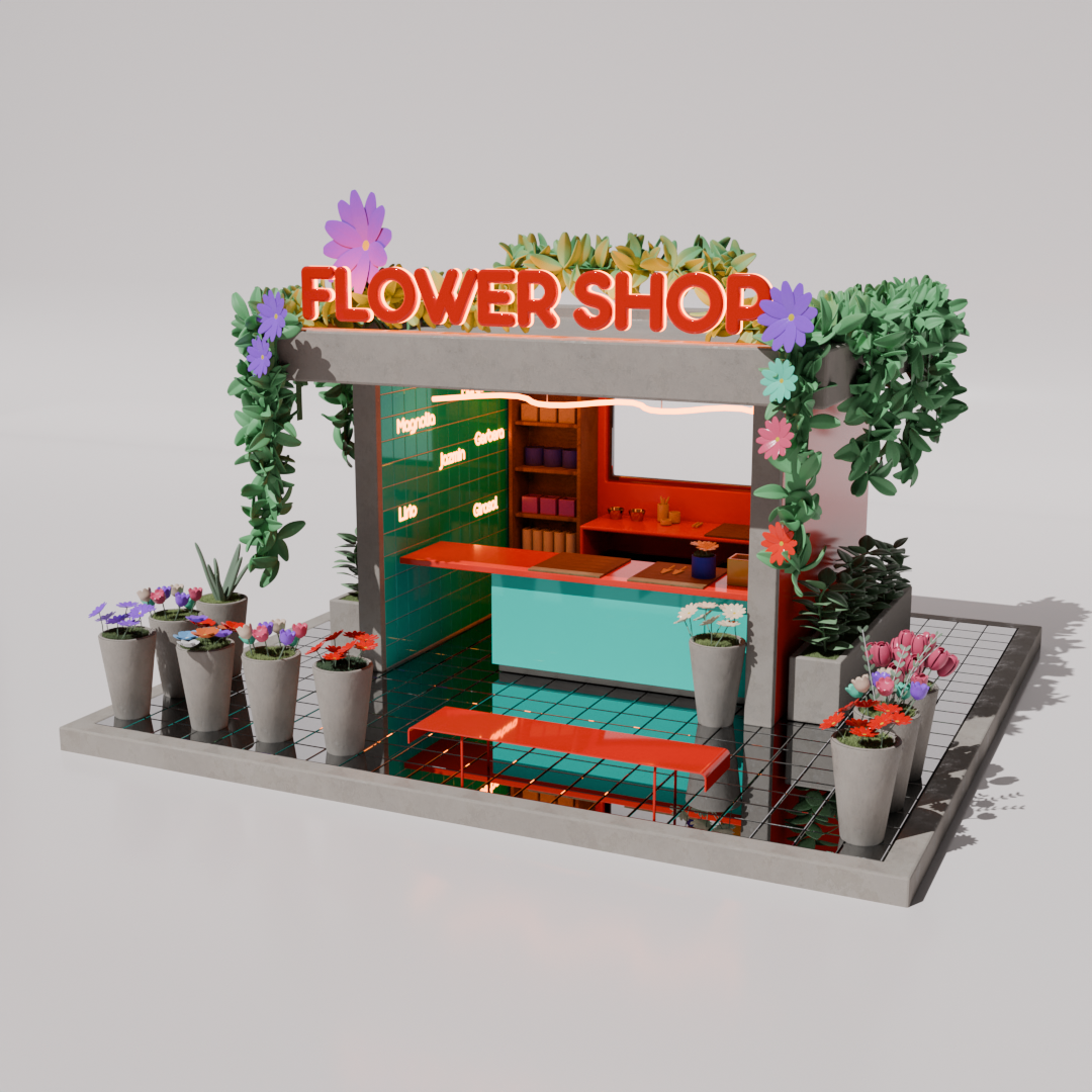 Miniature Flower shop scene | FREE Architectural Scenes models | BlenderKit