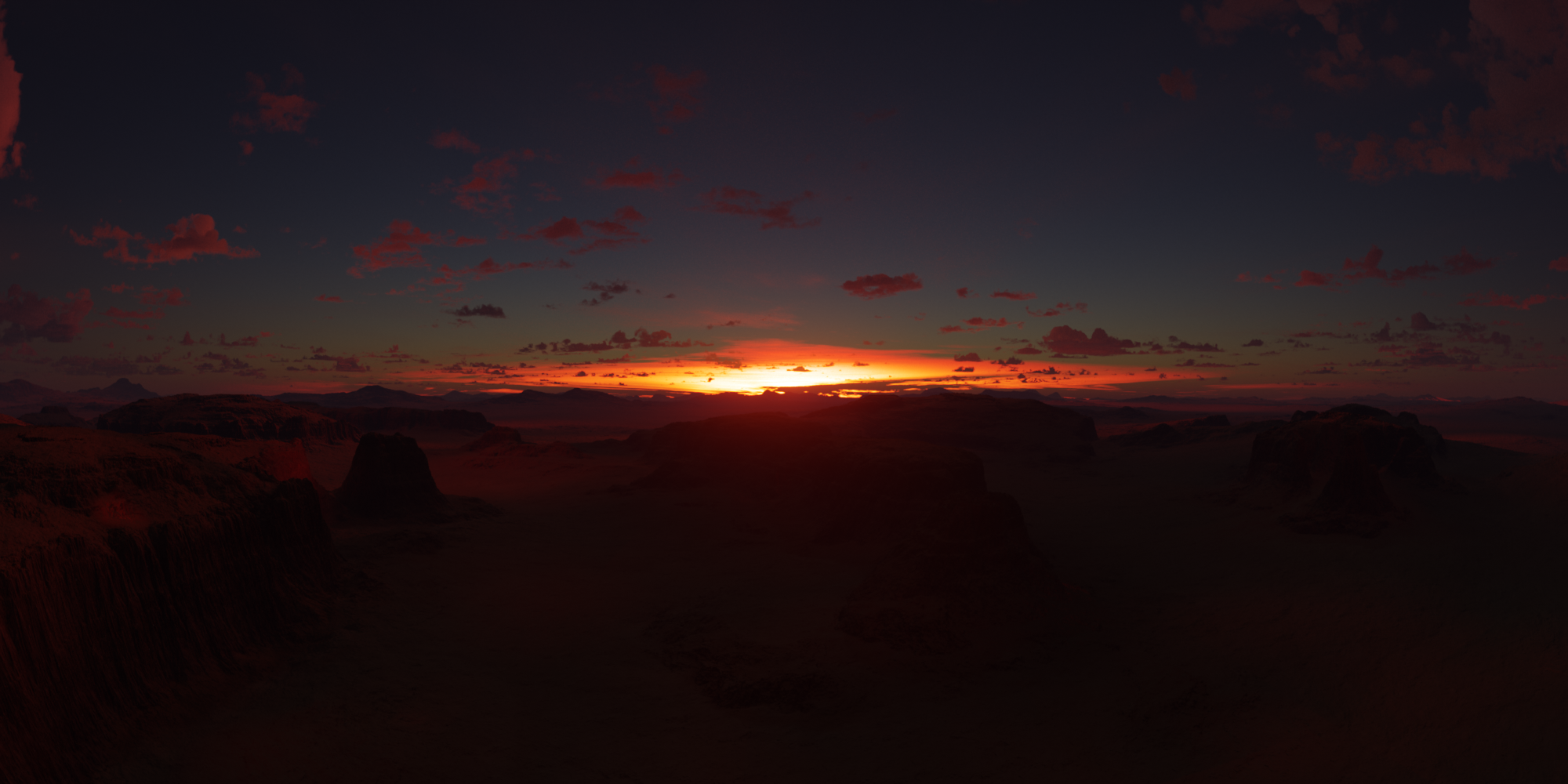 Dark Twilight Red Sky Canyons | FREE Nature HDRis | BlenderKit