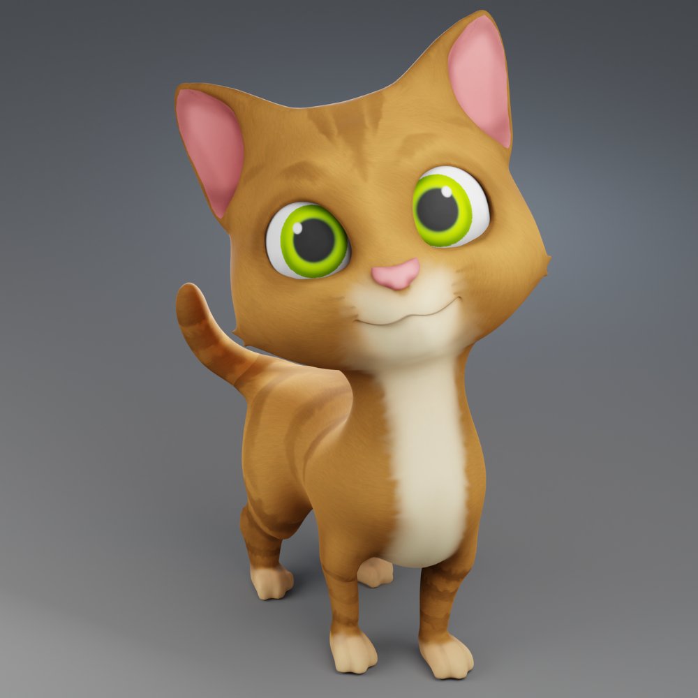 Adorable Rigged Cartoon Cat | Mammals models | BlenderKit