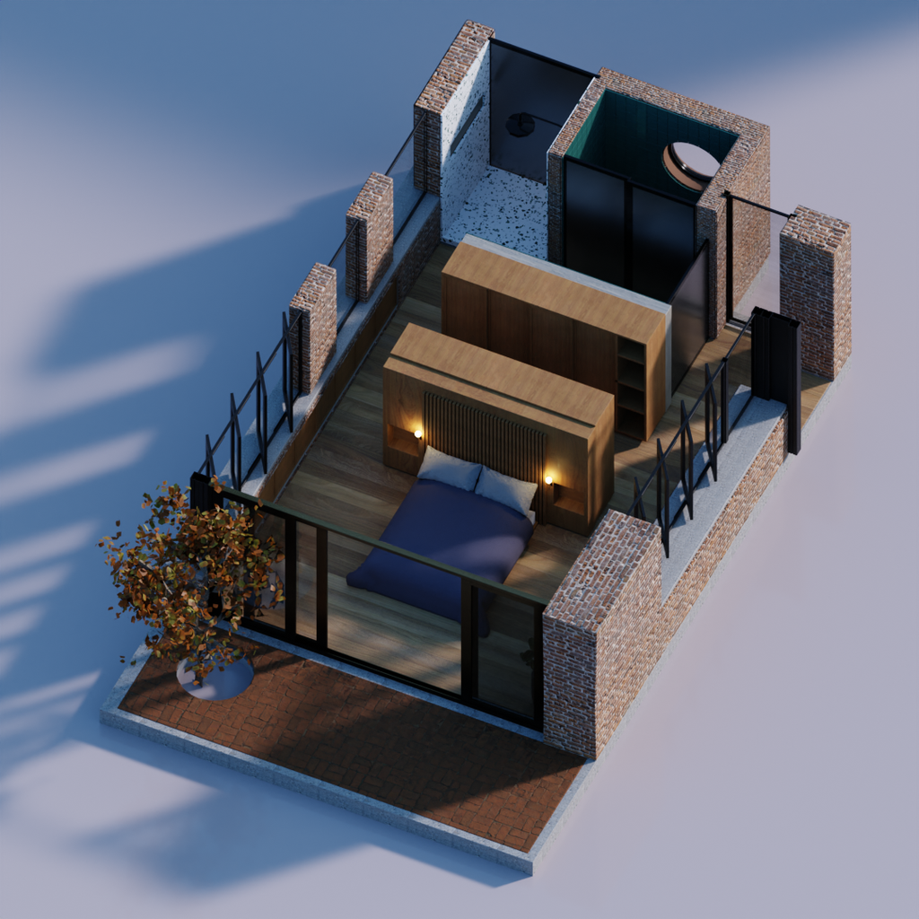 Modern Bedroom Scene | Isometric scenes | BlenderKit