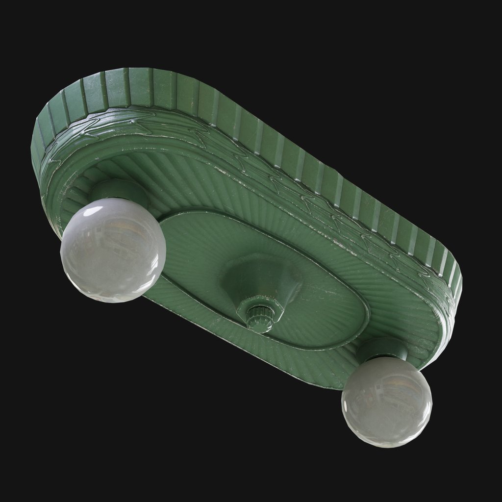 1920s Twin-Bulb Ceiling Light Painted | Ceiling Lights models | BlenderKit
