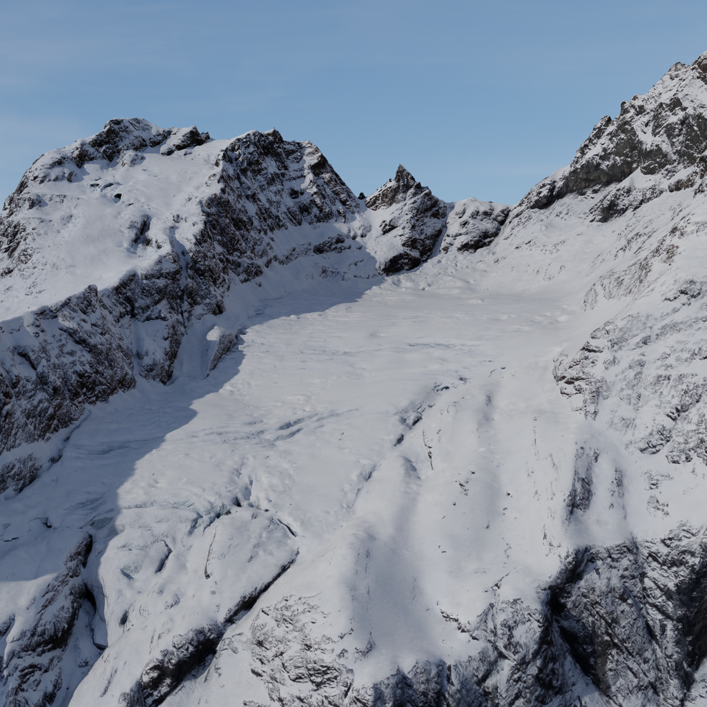 Large Mountain Peak Terrain | Terrains models | BlenderKit