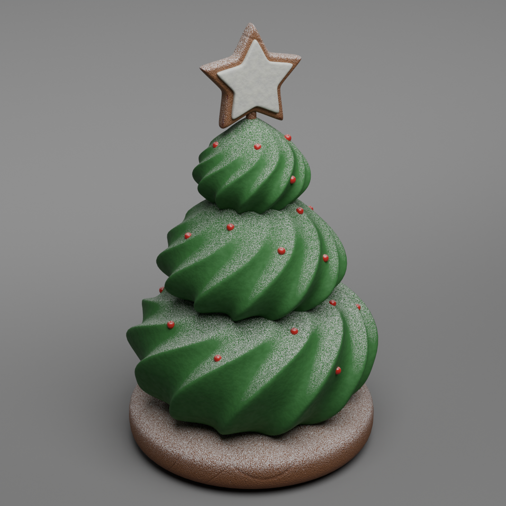 Dessert Icing Christmas Tree | Sweets / Desserts models | BlenderKit