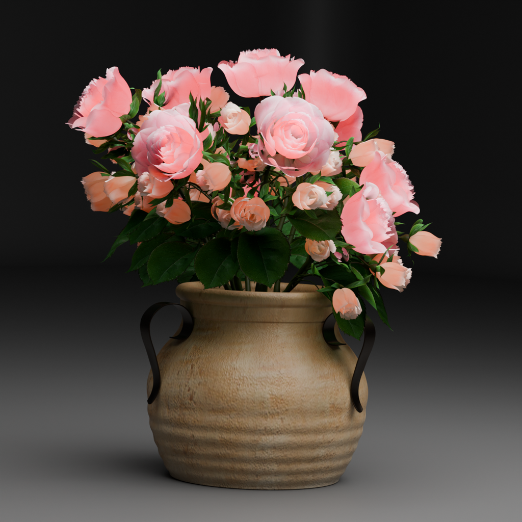 Pink Rose Pot | Vases models | BlenderKit