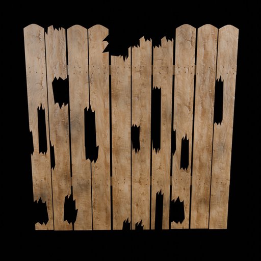 Destroyed dirty wood Fence | Fences models | BlenderKit