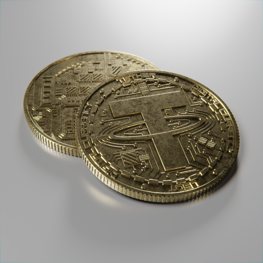 Tether (USDT) cryptocurrency golden coin | Money models | BlenderKit