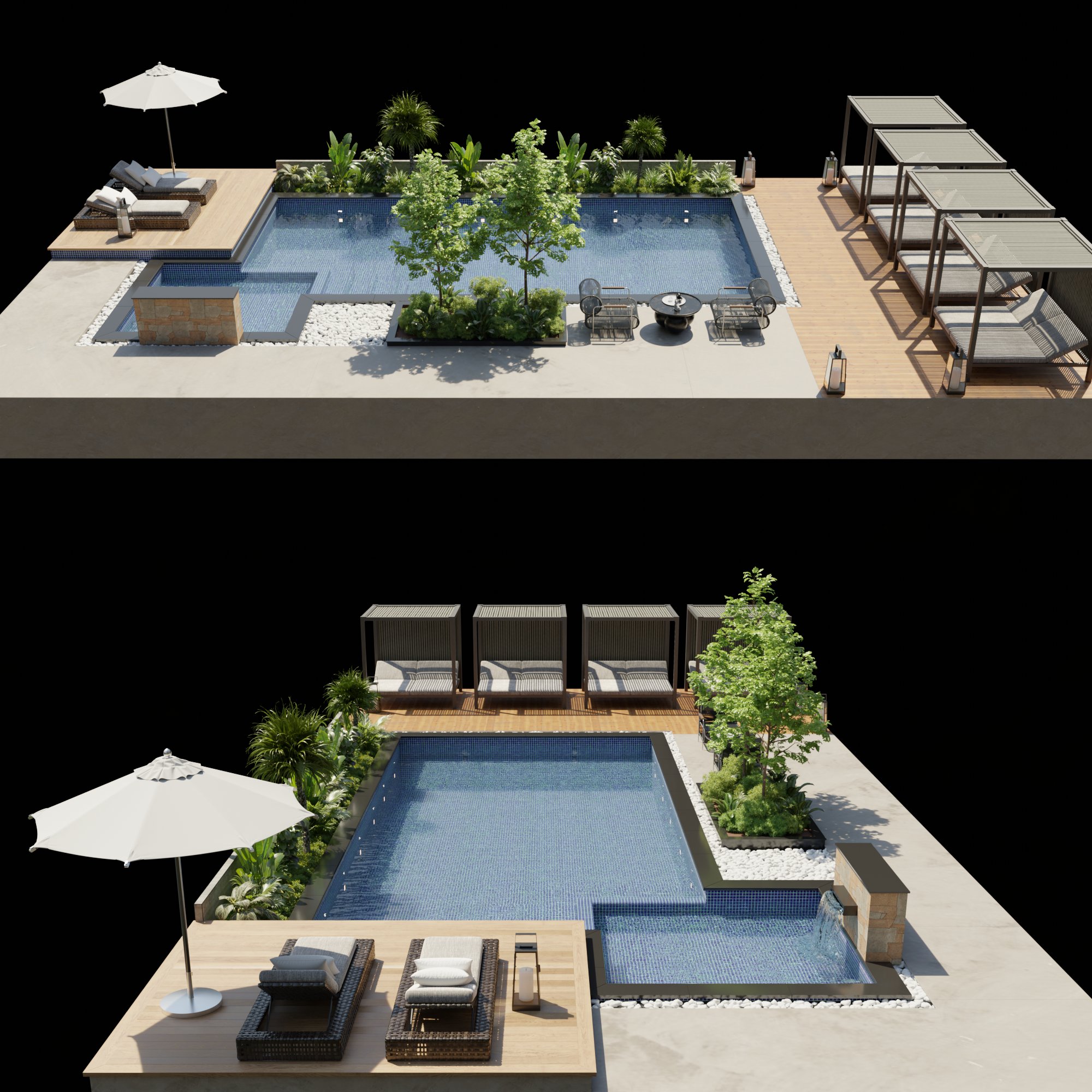 Pool area environment | Architectural outdoor scenes scenes | BlenderKit