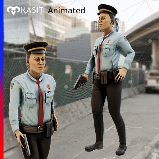 Woman Police Animated | Police Characters models | BlenderKit
