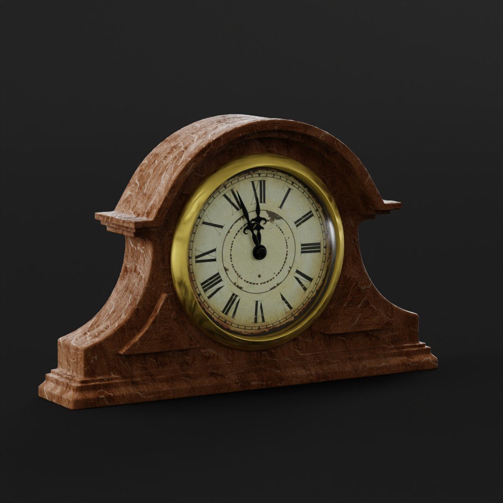 Wooden table clock | 3D Clock / Watch models | BlenderKit